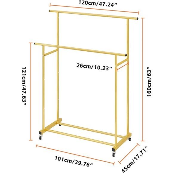 Storage & Organization | Double Rod Clothing Garment Rack Rolling ...